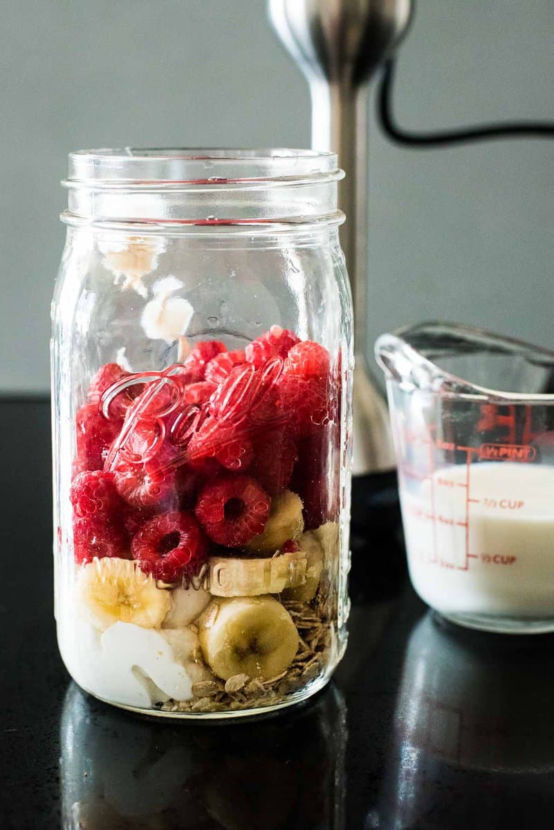 5-Minute Raspberry Oat Smoothie - Renee Nicole's Kitchen